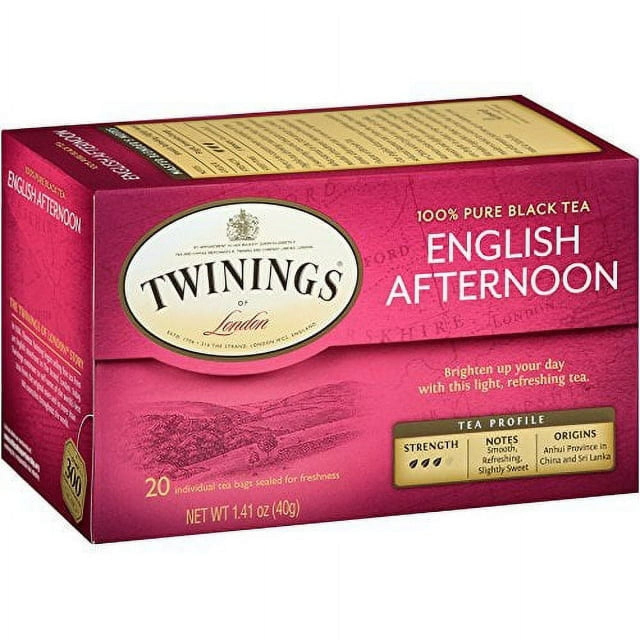 Twinings 100% Pure Black Tea English Afternoon 20 Tea Bags Pack of 4 ...