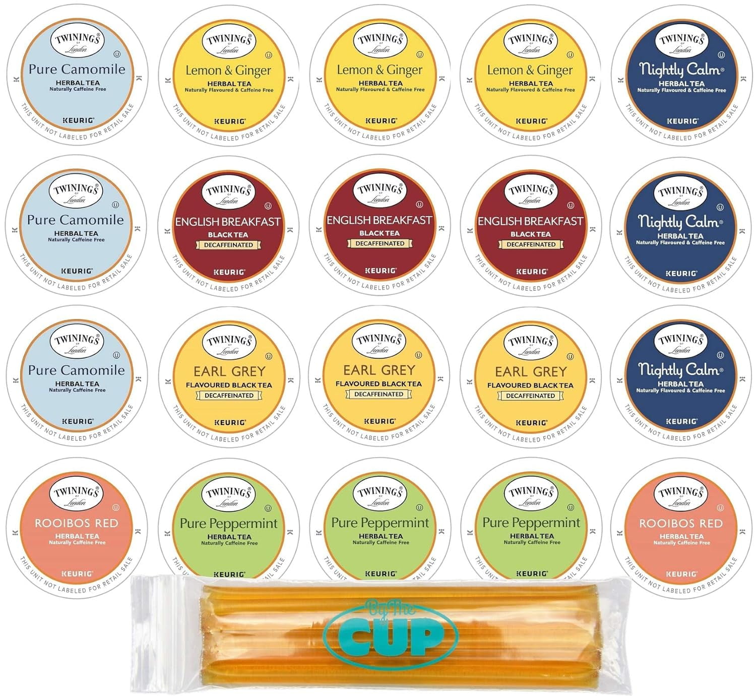 Twinings 20 Count Herbal & Decaffeinated Sampler Assorted Keurig 2.0 K ...
