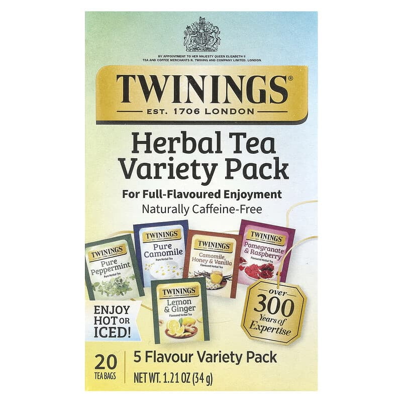 Twinings, Assorted Herbal Teas, Variety Pack, Caffeine Free, 20 Tea ...