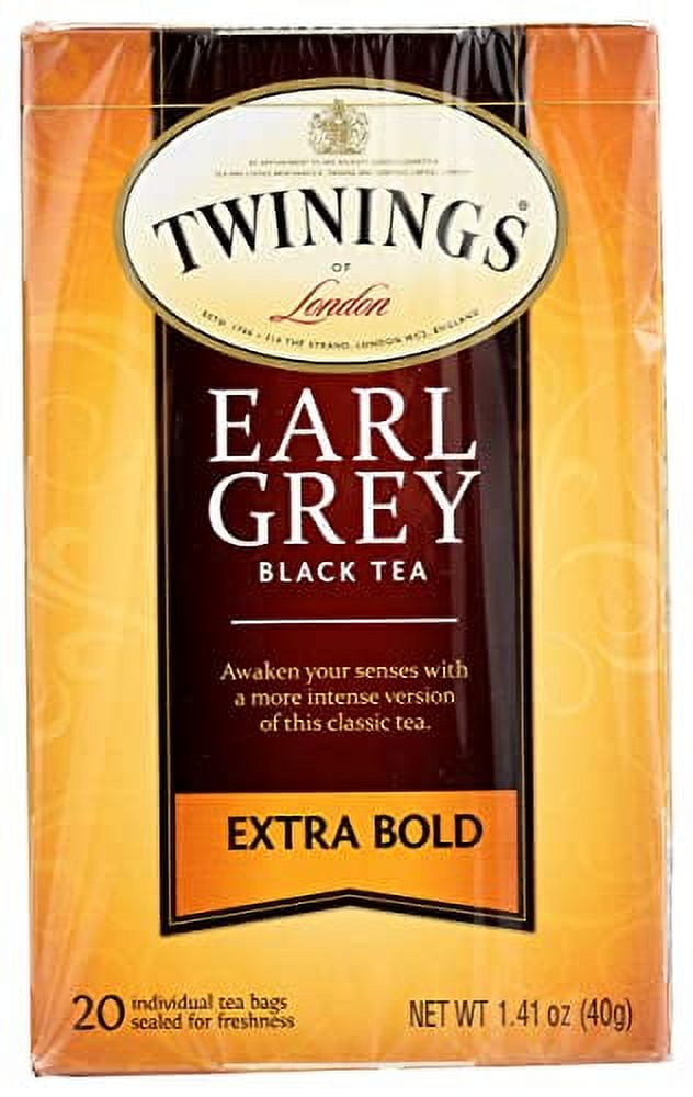Twinings, Black Tea, Earl Grey, Extra Bold, 20 Tea Bags , 1.41 oz ...
