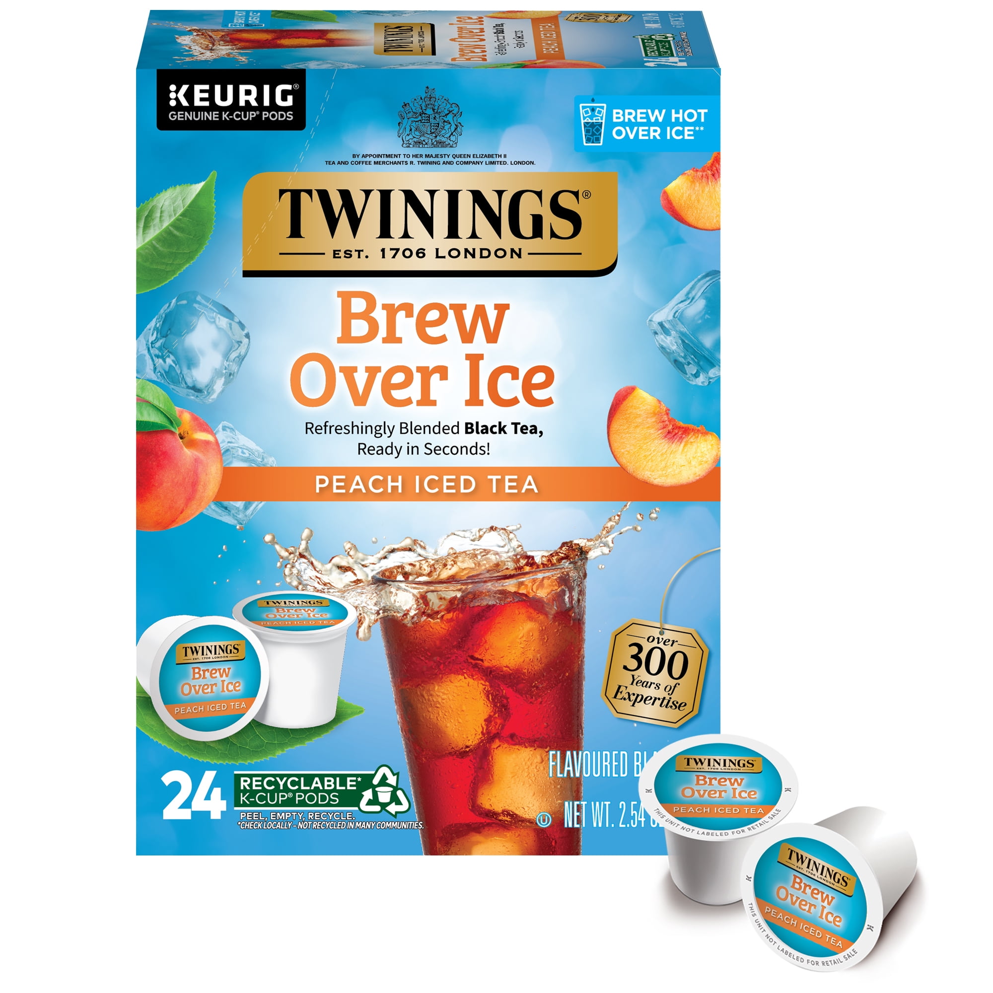 Twinings, Brew Over Ice K-Cups, Unsweetened Peach Black Tea, 24 Count ...