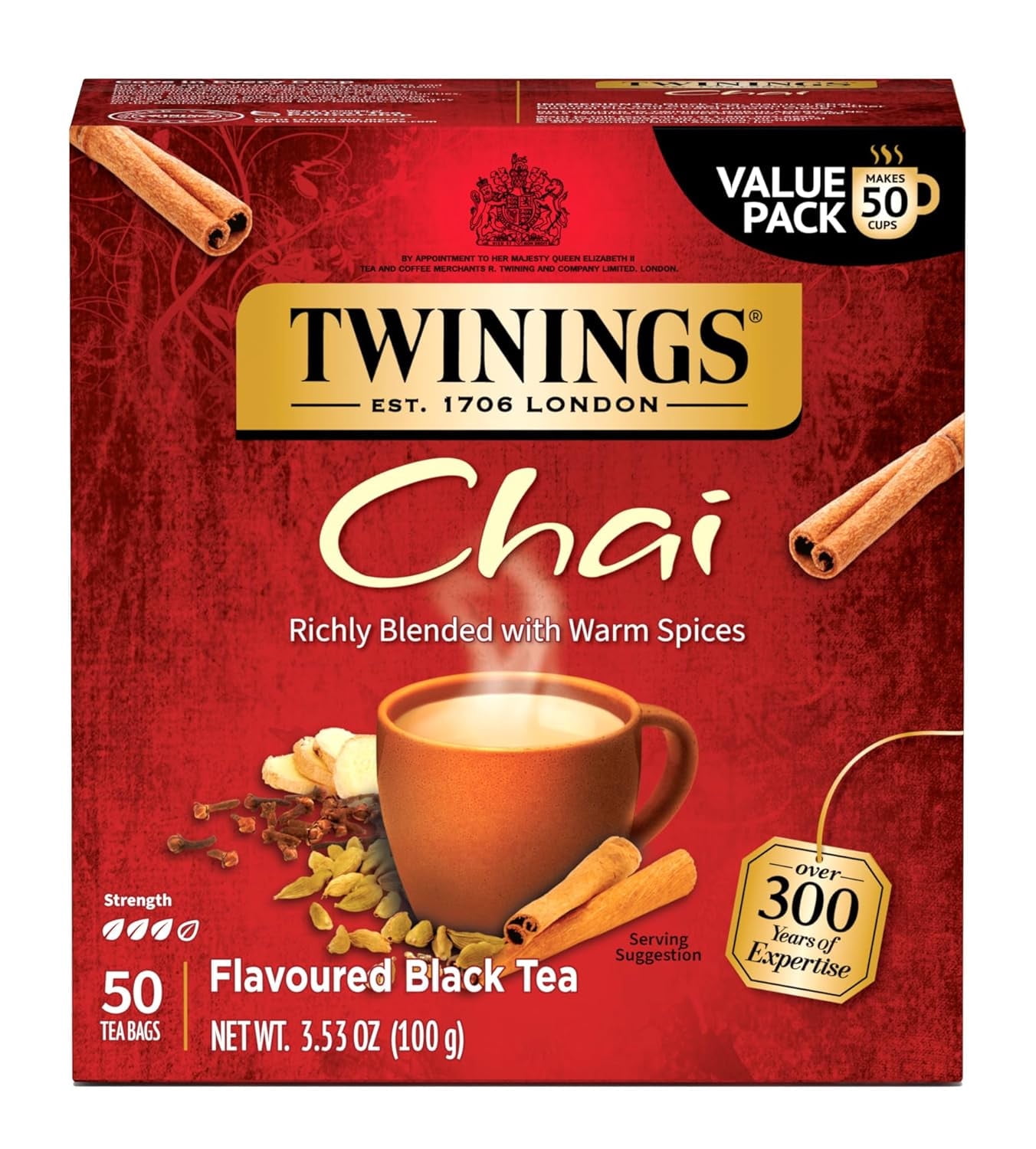Twinings Chai Black Tea Bags, Individually Sealed, Spicy Cinnamon ...