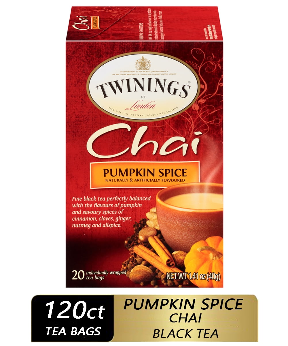 Twinings Chai Pumpkin Spice Black Tea Bags, (6) 20 Count Boxes (120 Ct ...