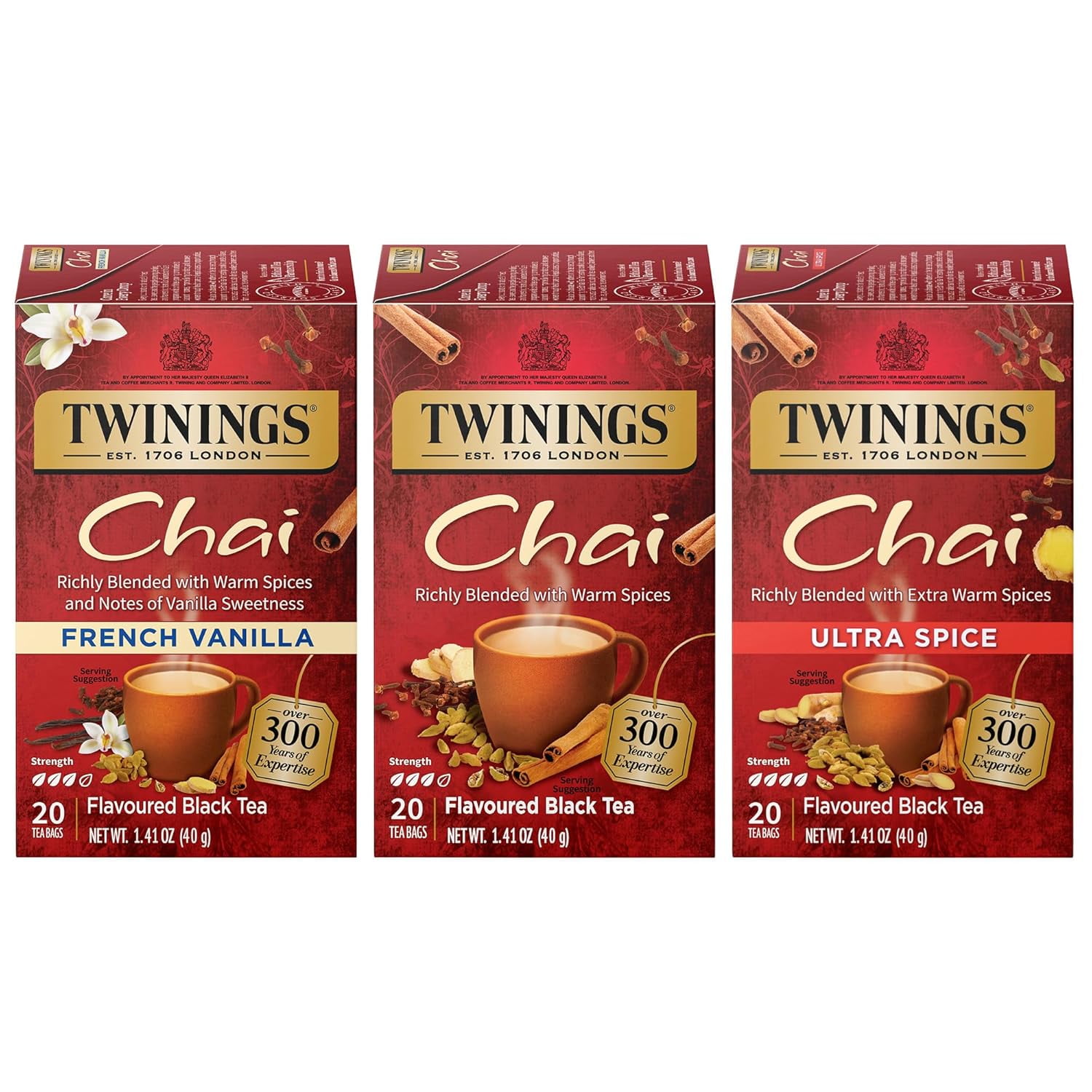 Twinings Chai Tea Variety 3-Pack – Chai, Ultra Spice Chai, and French ...