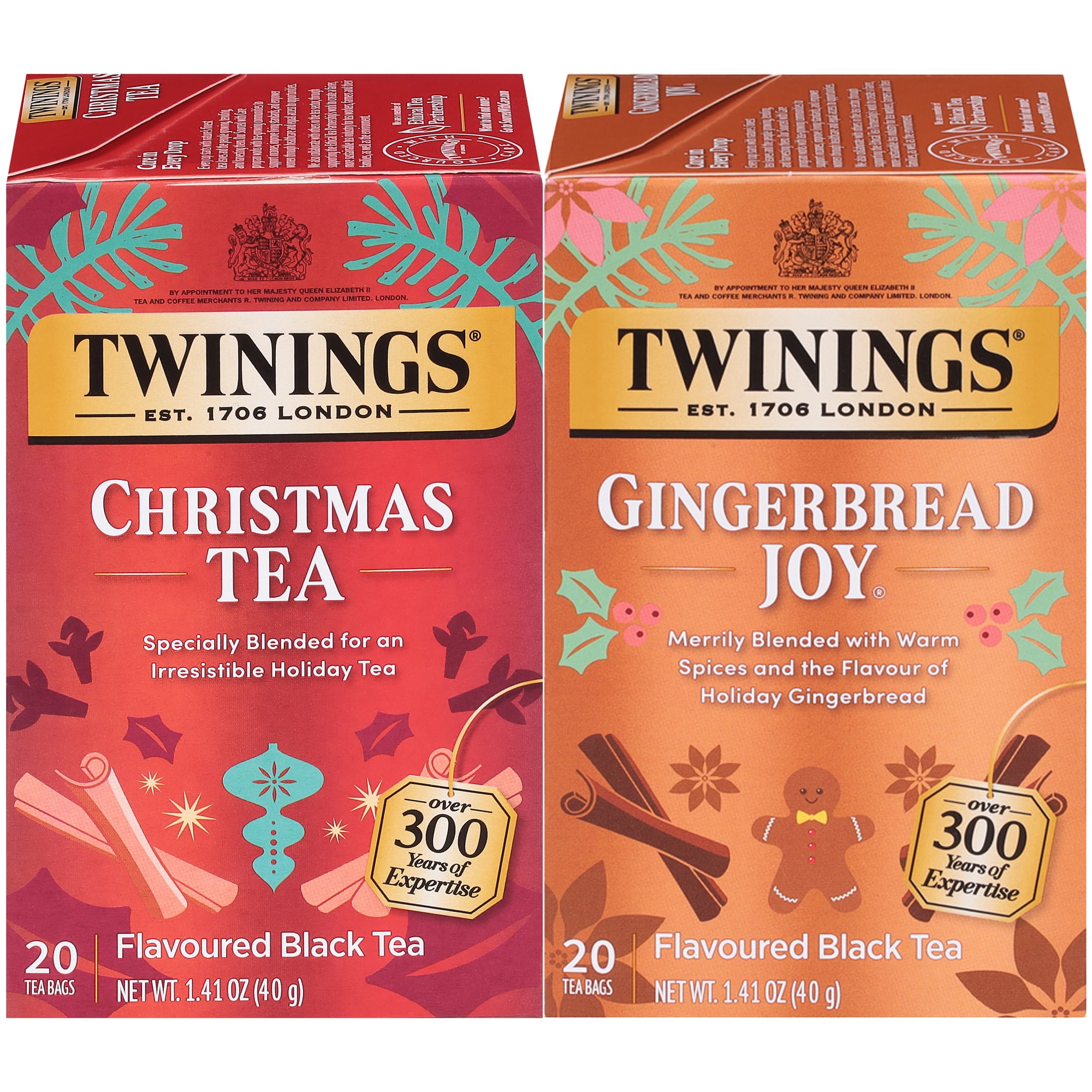 Twinings Christmas & Gingerbread Black Teas, 2pk, 40 bags - Walmart.com
