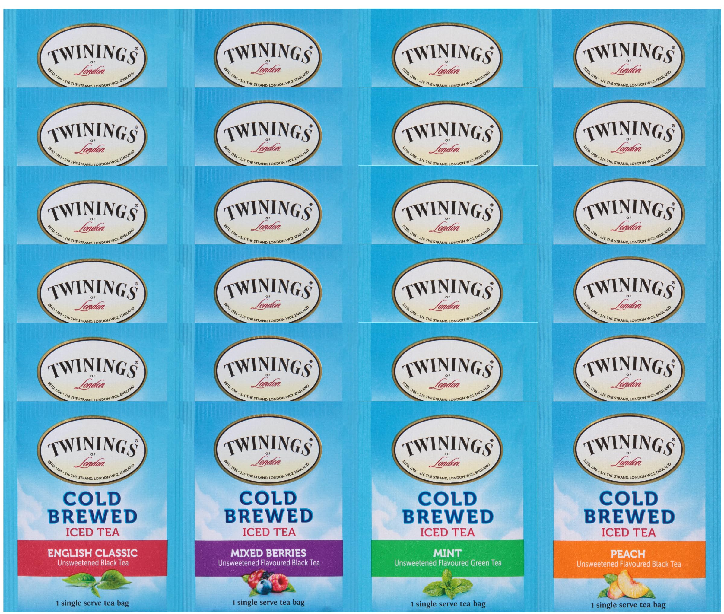 Twinings Cold Brewed Iced Tea Bag Variety Sampler (Pack of 24 ...