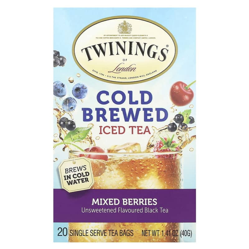 Twinings, Cold Brewed Iced Tea, Black Tea, Unsweetened, Mixed Berries ...