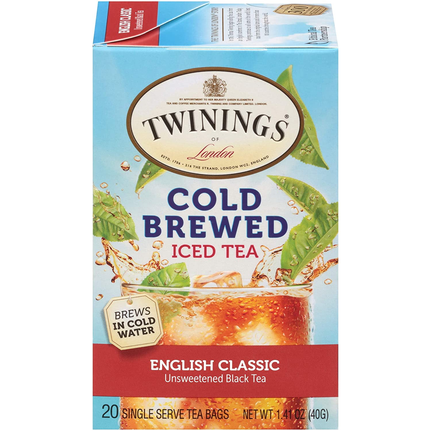 Twinings Cold Brewed Iced Tea English Classic -- 20 Tea Bags - Walmart.com