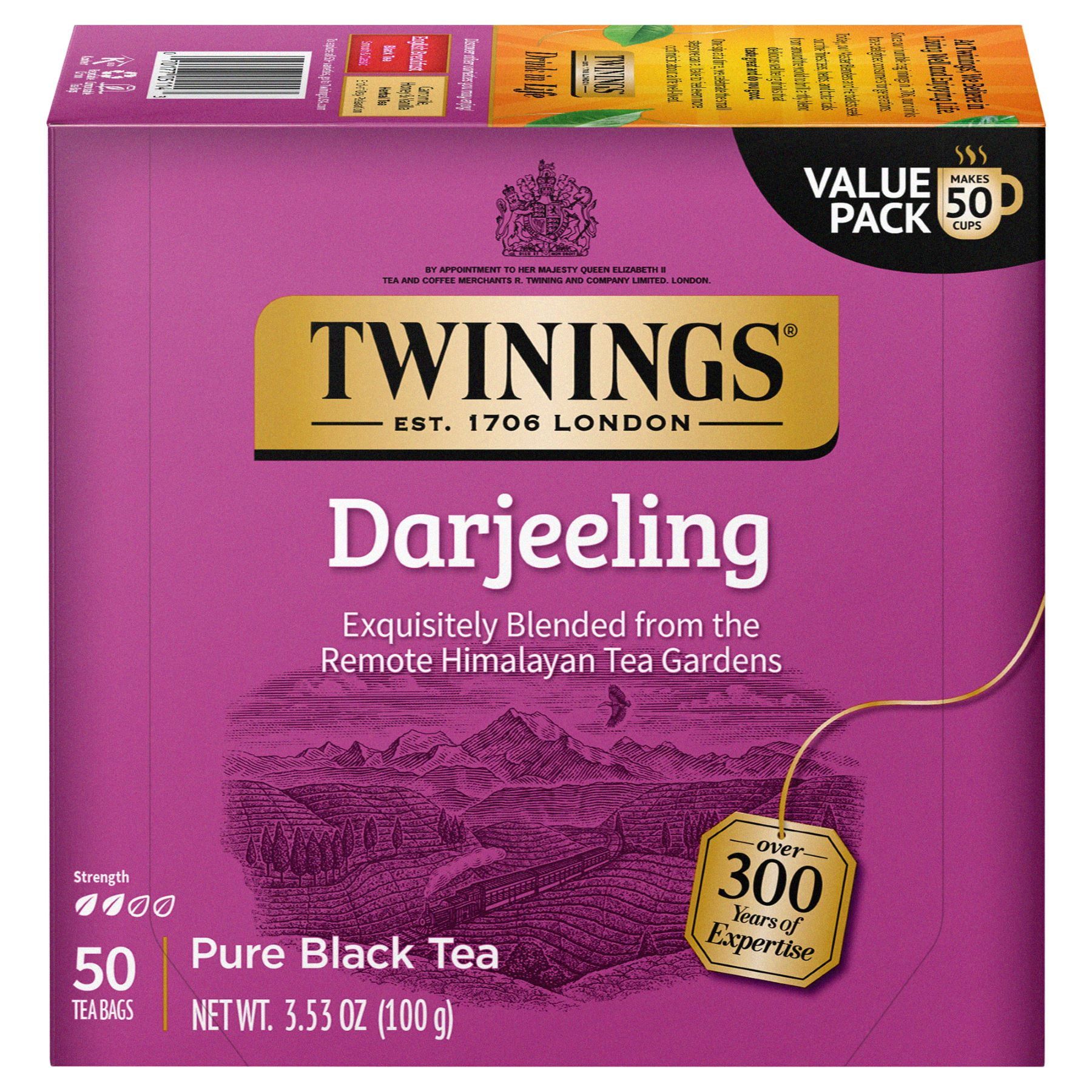 Twinings Darjeeling Himalayan Pure Black Tea, 50 Count, Woody Aroma, Delicate Taste - Walmart.com
