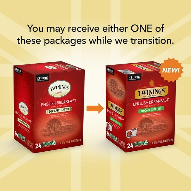 Twinings Decaf English Breakfast Tea K-Cup Pods for Keurig, Naturally ...