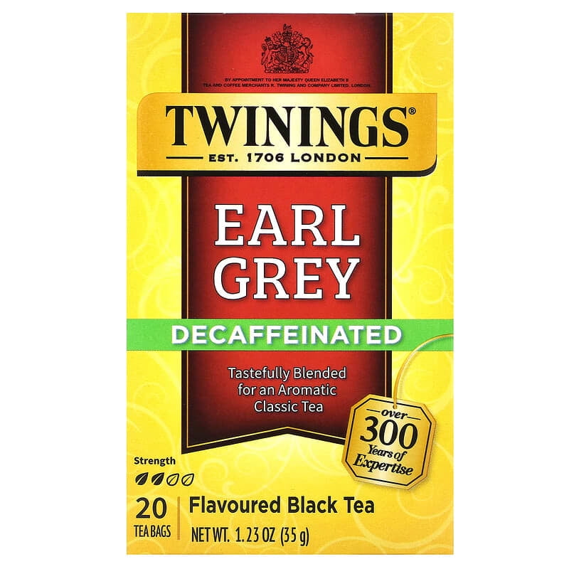 Twinings, Flavored Black Tea, Earl Grey, Decaffeinated, 20 Tea Bags, 1. ...