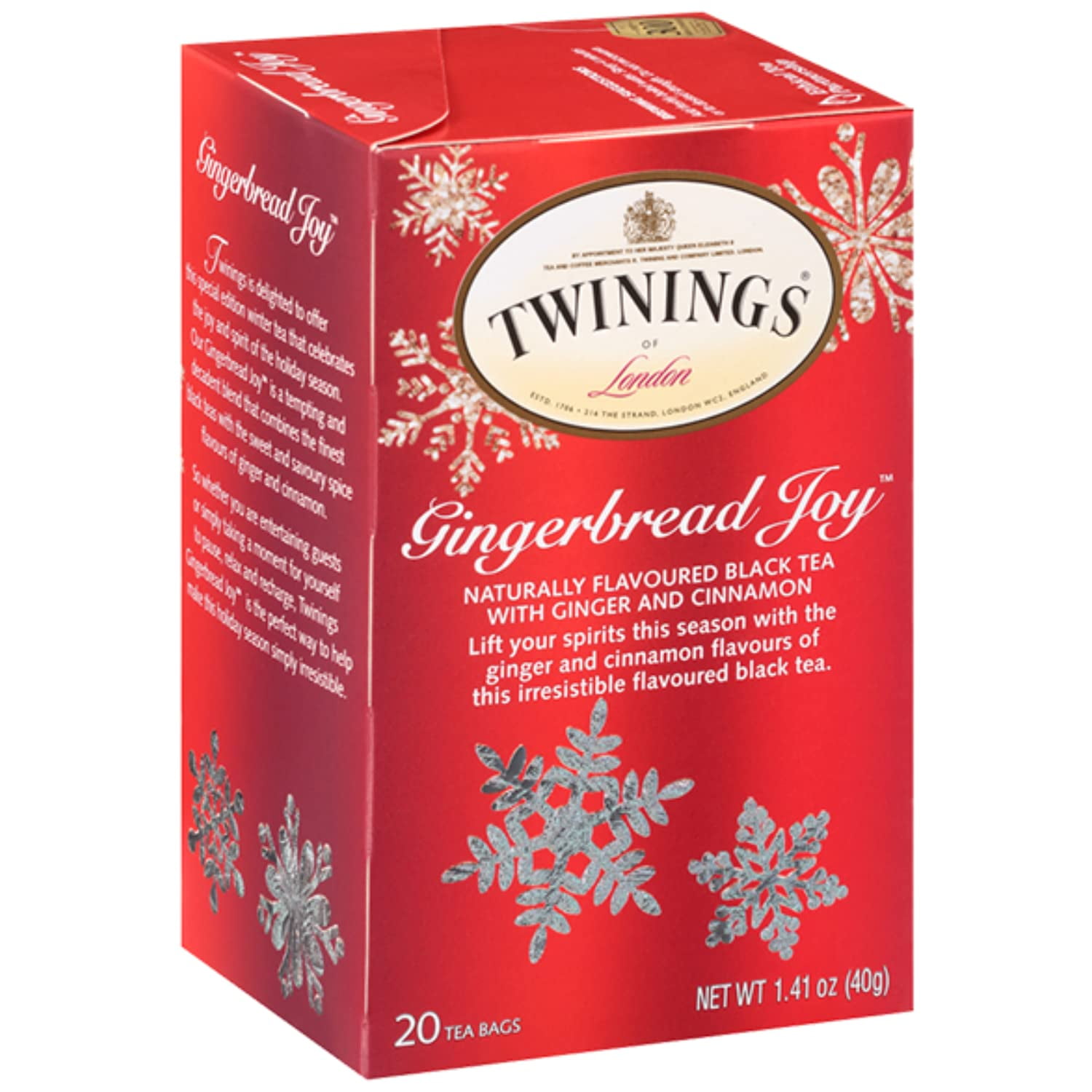 Twinings Gingerbread Joy Holiday Tea 20 Count (1.41 Oz) 40G Packaging ...
