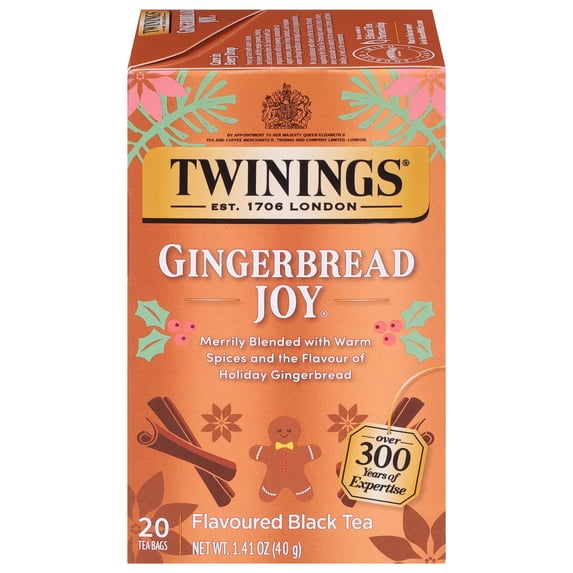 Twinings Special Edition Gingerbread Joy Holiday Black Tea, 20 Count, 1 ...