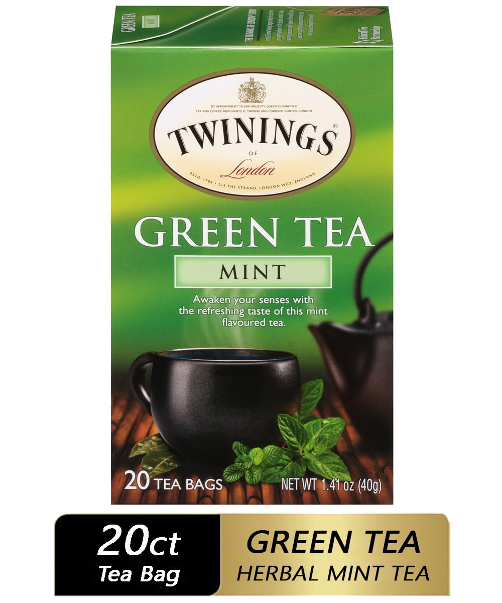 Twinings Green Tea with Mint Tea Bags, 20 Count Box - Walmart.com