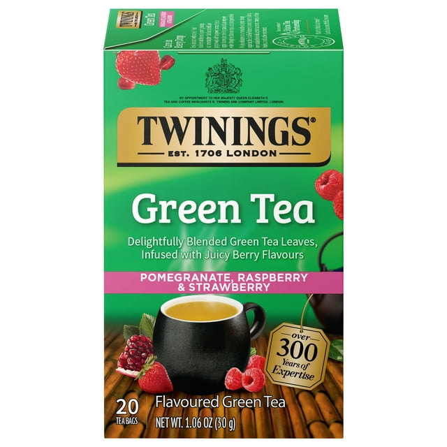 Twinings 20 Count Green Tea with Raspberry & Strawberry, Pomegranate ...