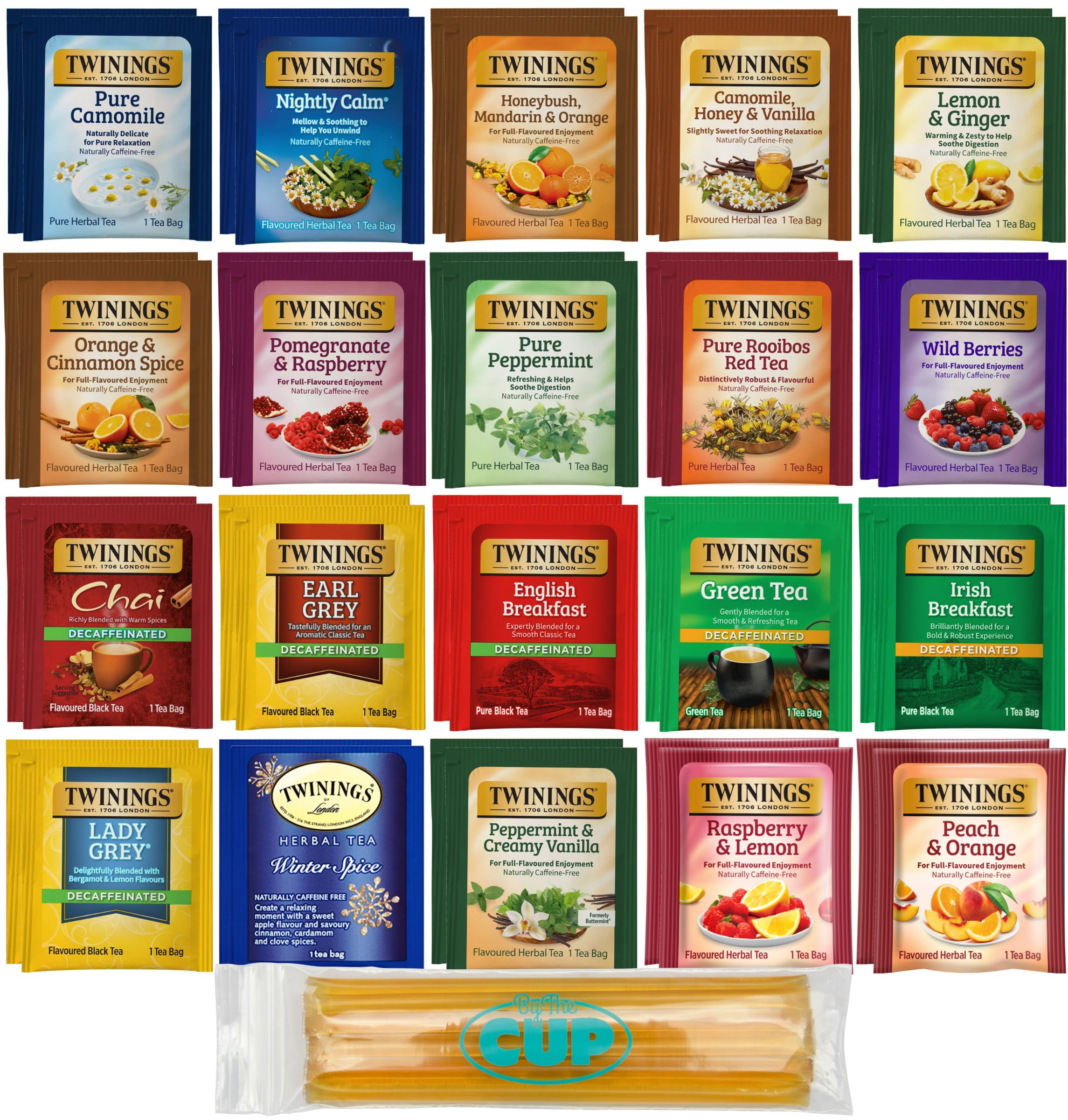 Twinings Herbal & Decaf Tea Sampler, Herbal, Black, Green Teas (40 ...