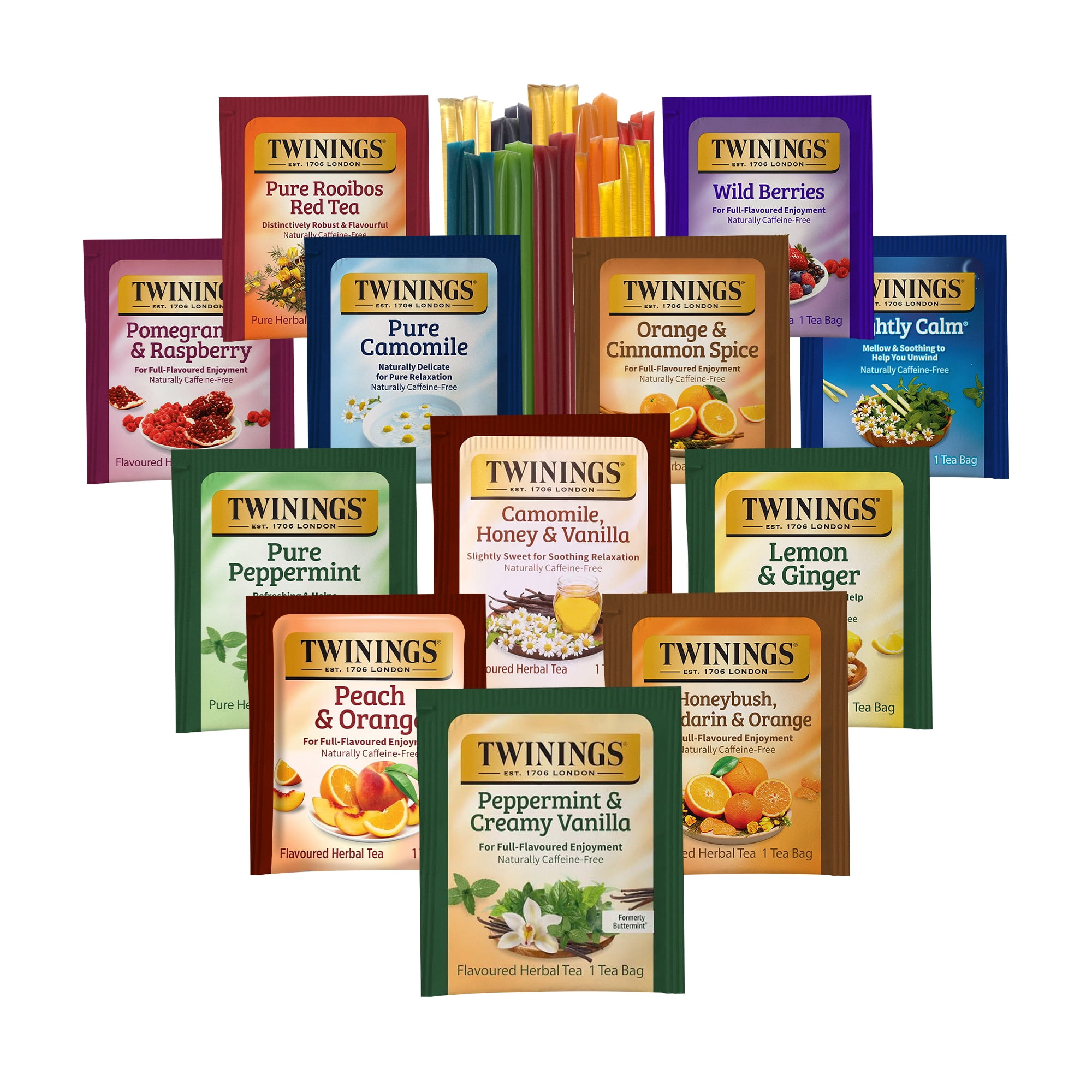 Tea Bunch Twinings Herbal Tea Bags, 48 Assorted Flavors, 20 Honey ...