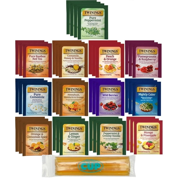 By The Cup Twinings Herbal Tea Variety Gift Box 40 Flavored Tea Bags ...