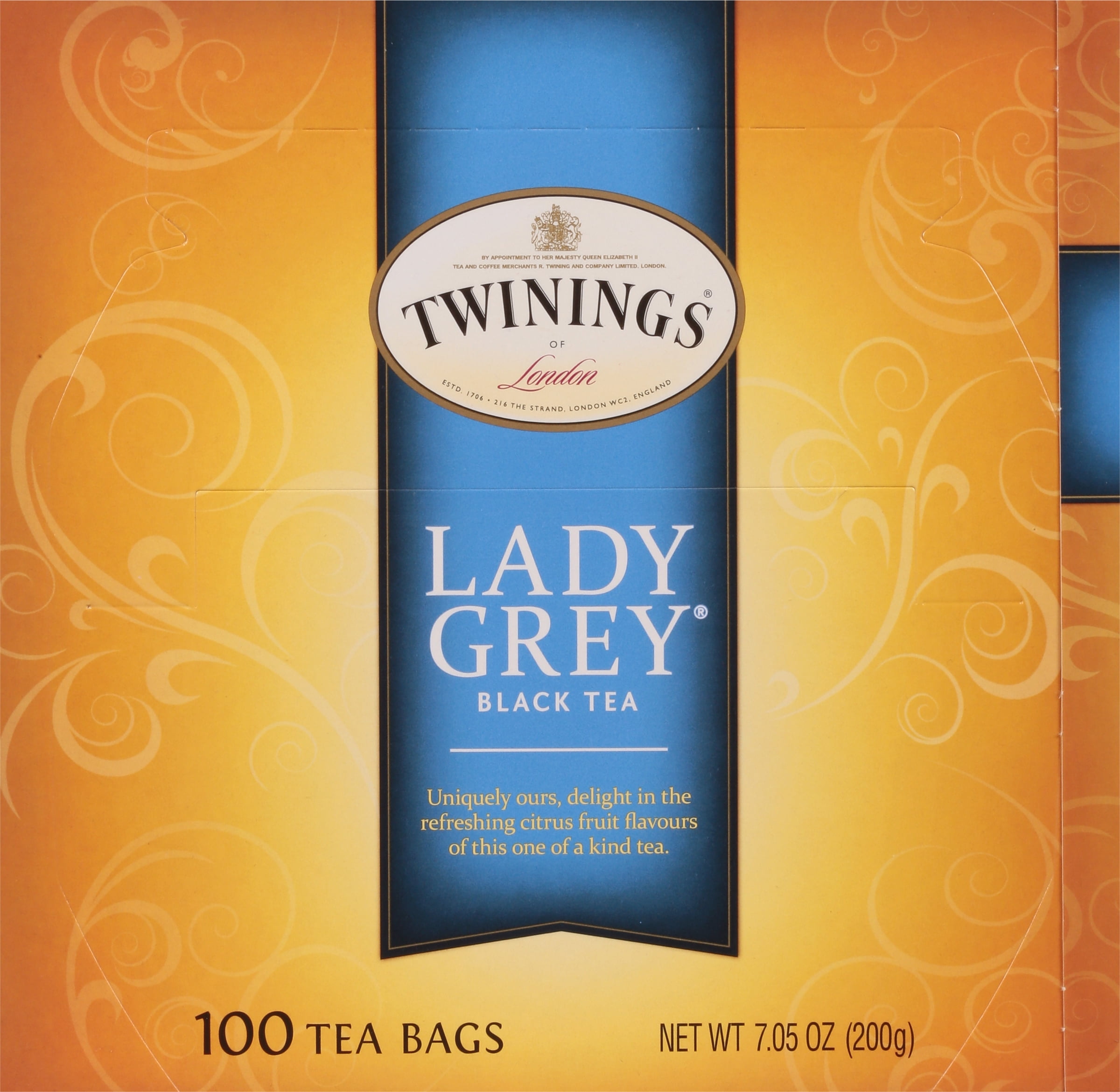 Twinings Lady Grey Citrus Black Tea Bags, 100 Count Box - Walmart.com