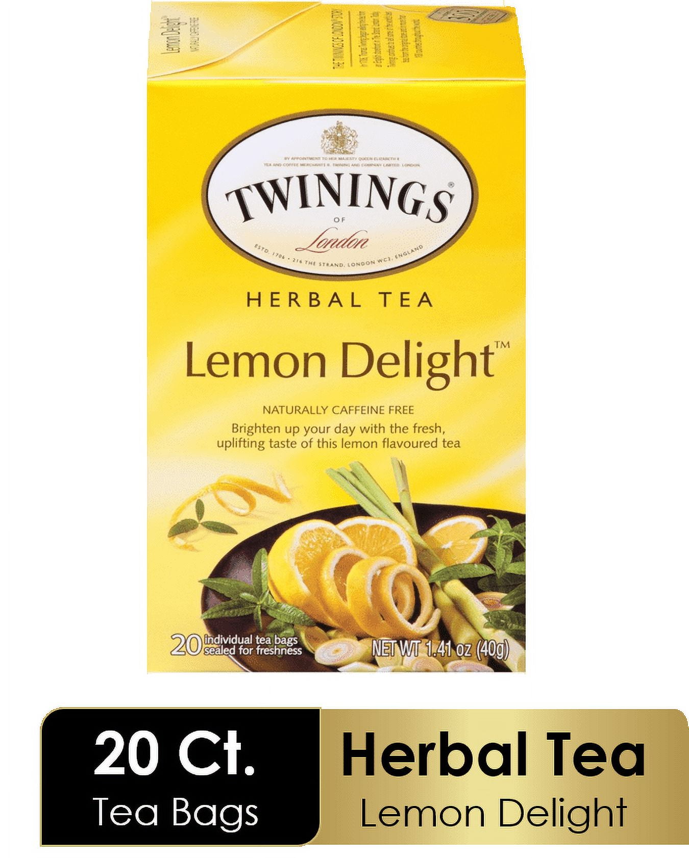 Twinings Lemon Delight Herbal Tea Bags, Caffeine Free, 20 Count Box ...