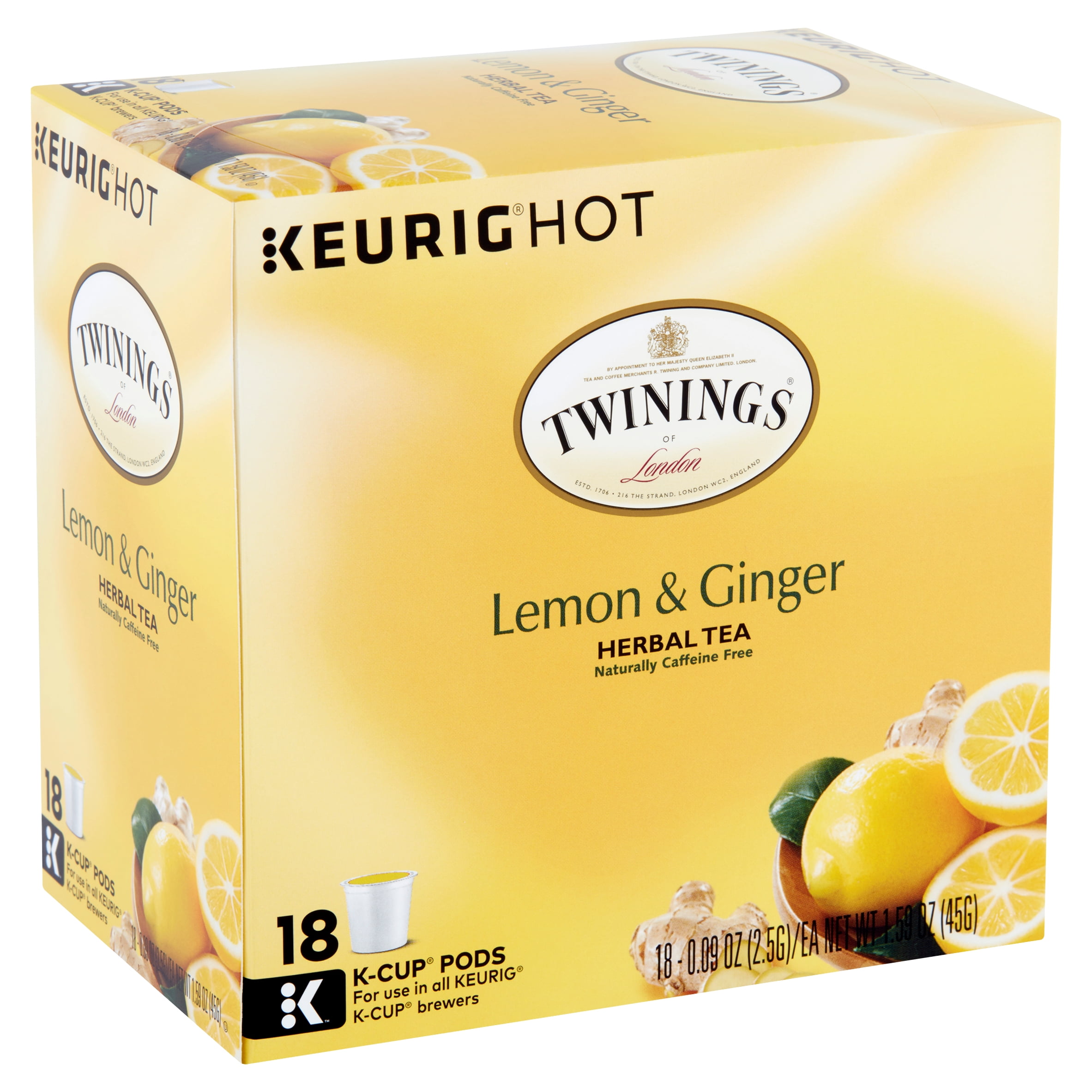 Twinings Lemon & Ginger K-Cup® Pods for Keurig, Caffeine Free Herbal ...