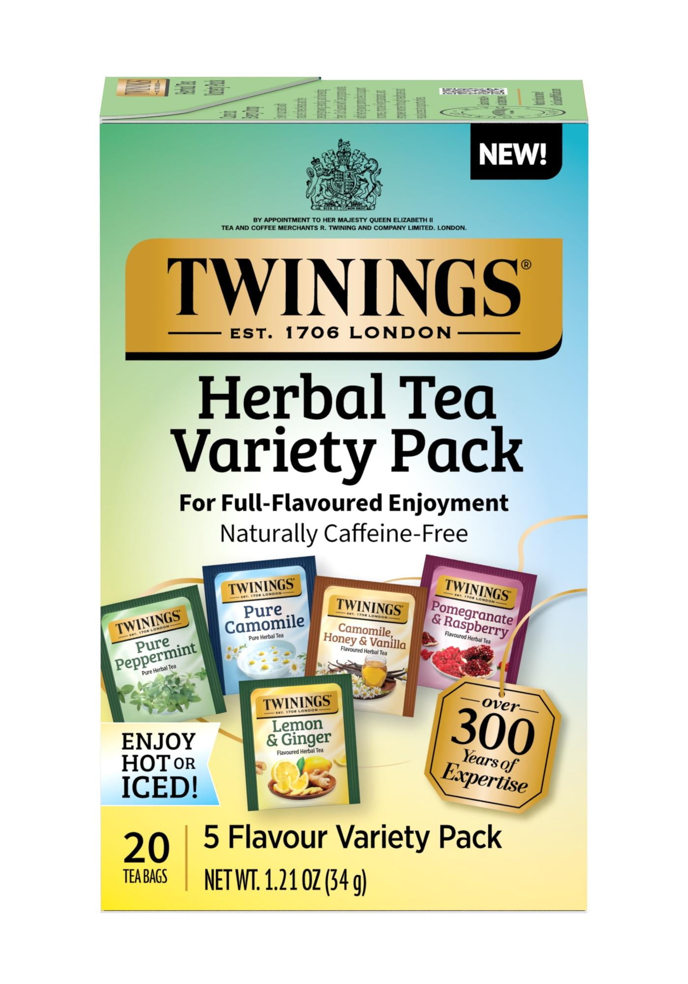 Twinings Herbal Tea Variety Pack 20 Ct - Caffeine Free with Calm ...