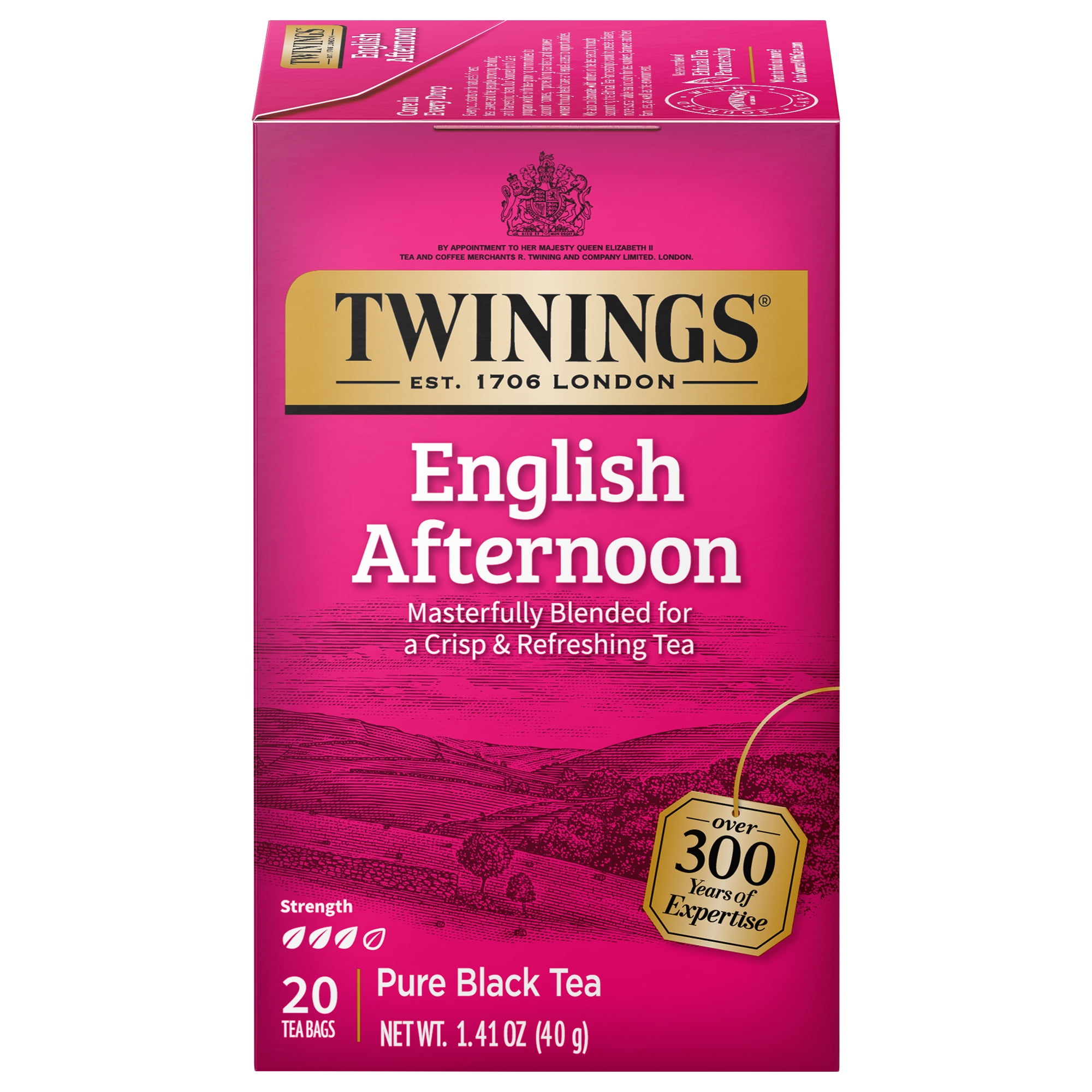 Twinings of London English Afternoon 100% Pure Black Tea Bags, 20 Ct, 1 ...