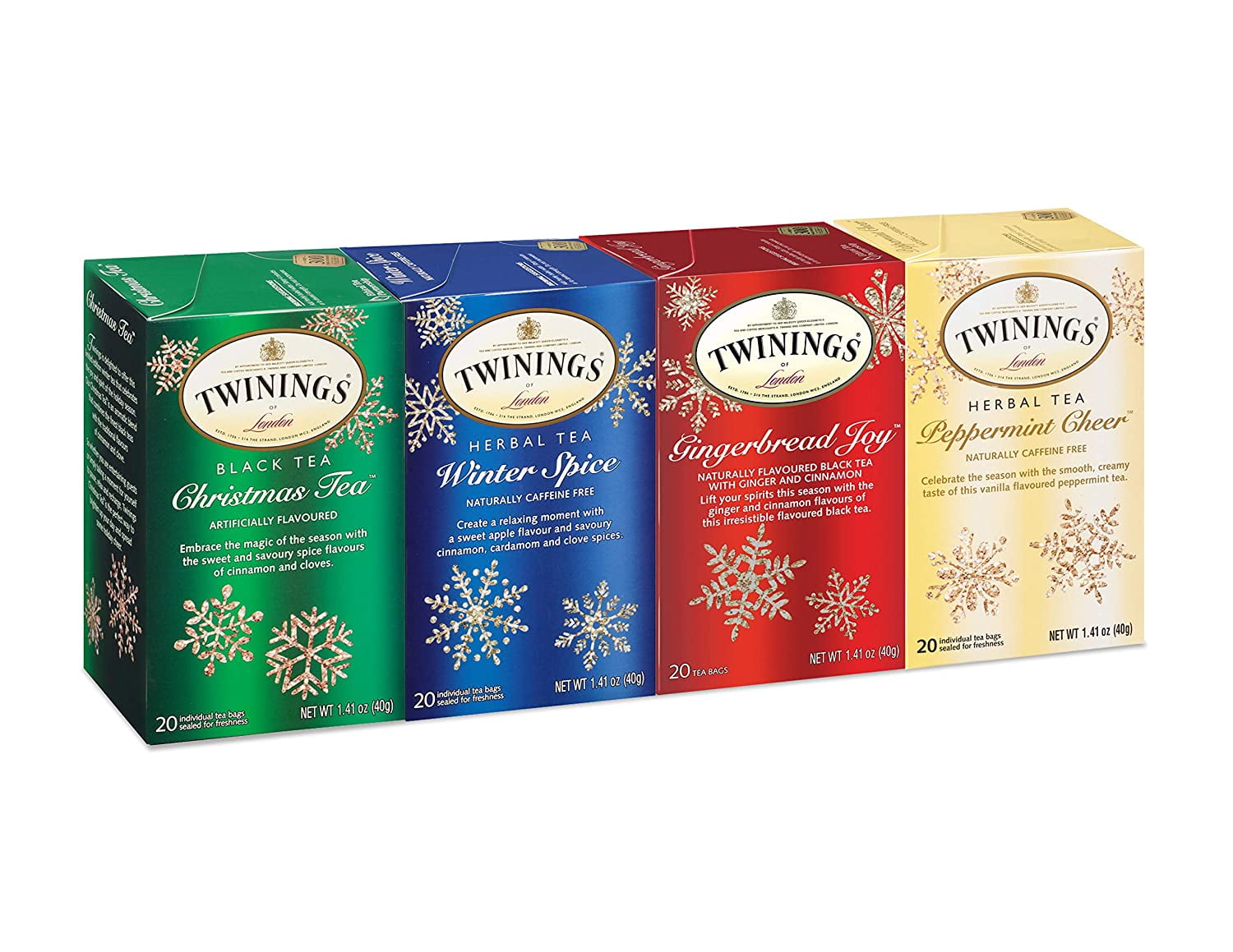 Twinings Holiday Tea Bag Sampler, Christmas, Winter Spice, Gingerbread ...