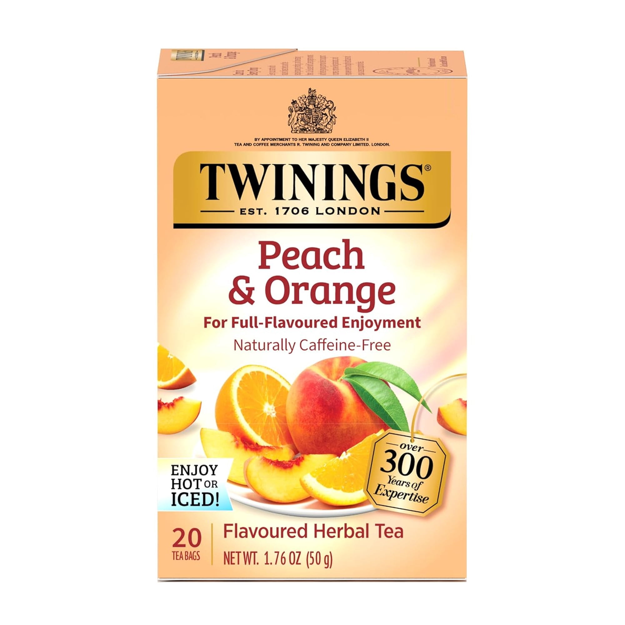 Twinings, Peach & Orange Herbal Tea Bags, 20 Count, Caffeine Free ...