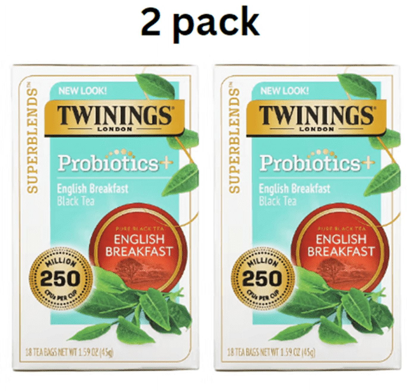 Twinings, Probiotics Black Tea, English Breakfast, 18 Tea Bags, 1.59 oz ...