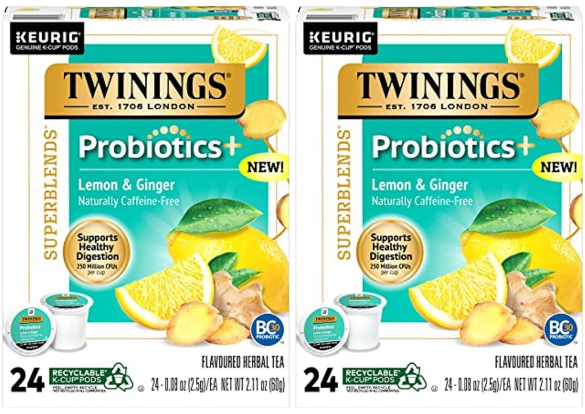 Twinings Probiotics Lemon & Ginger Herbal Tea, Supports Digestive ...