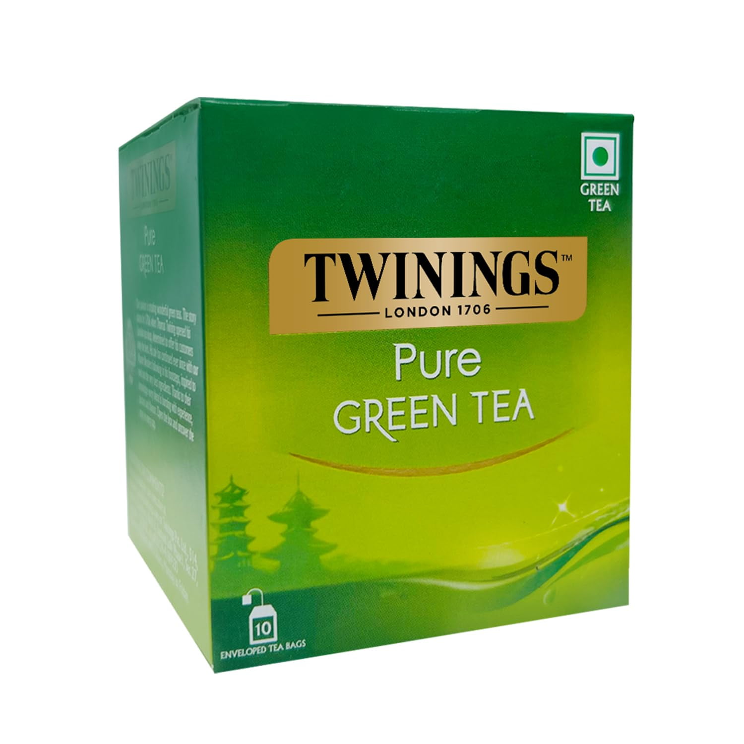Twinings Pure Green Tea - 20gm, 0.7 Ounce, 10 Enveloped Tea Bags | Low ...