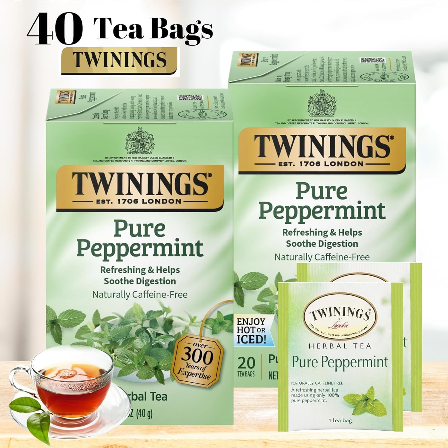 Twinings Pure Peppermint Tea Bags Individually Wrapped - Decaf Tea ...