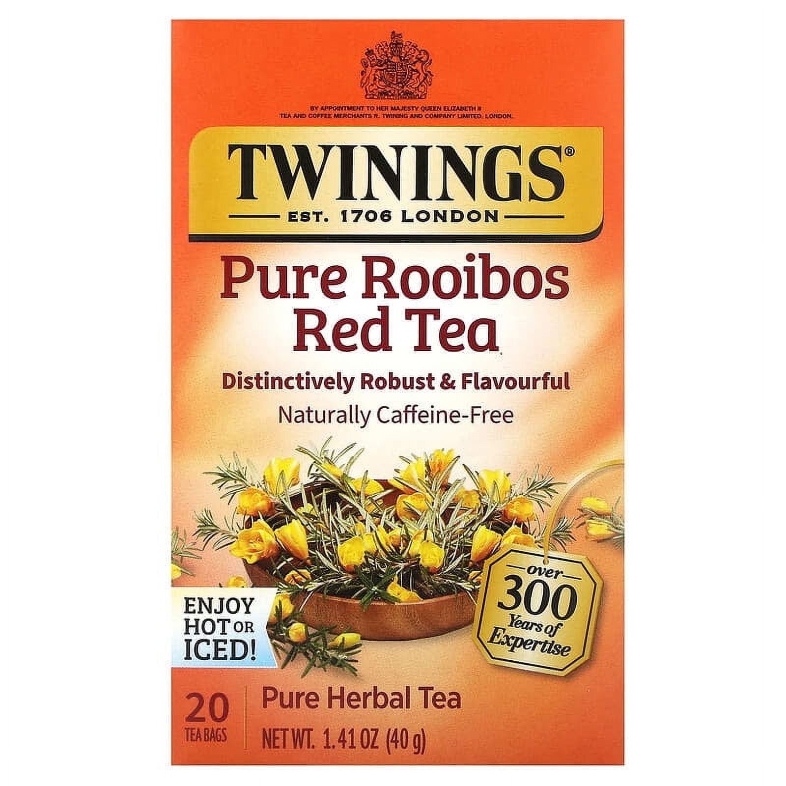 Twinings Red Tea Bags Pure Rooibos 20 Tea Bags Pack of 3 - Walmart.com