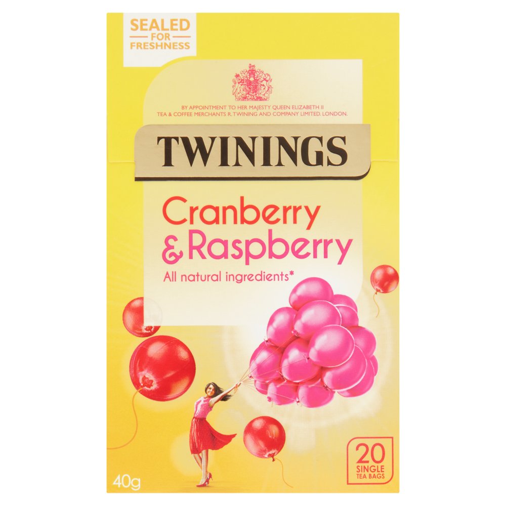 Twinings Strawberry & Raspberry 20 Single Tea Bags 40g (pack of 4 ...