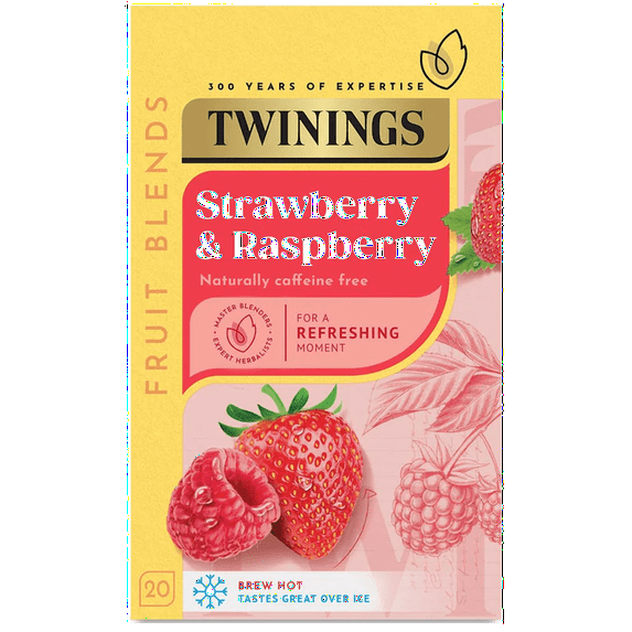 Twinings Strawberry & Raspberry 20 Single Tea Bags 40g (pack of 4 ...