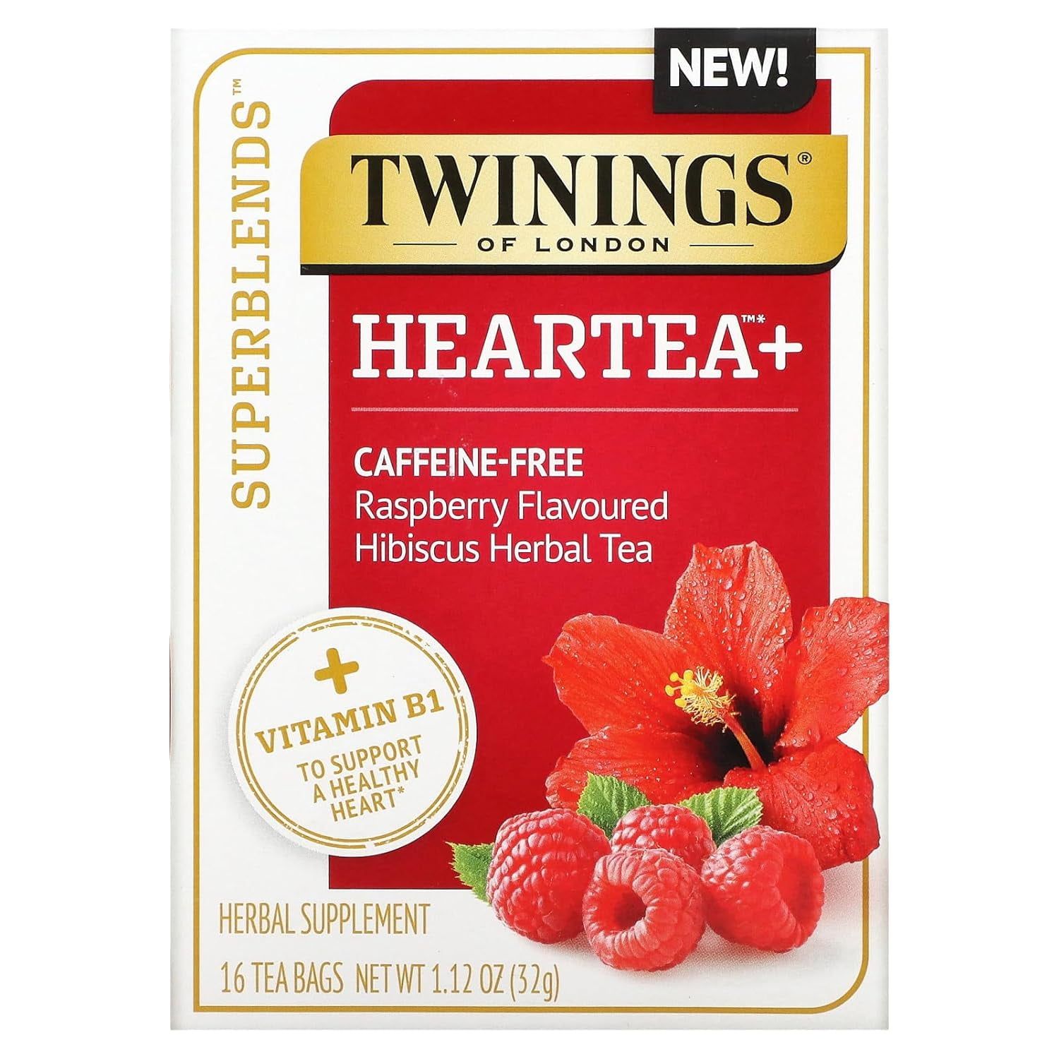 Twinings, Superblends, Heartea with Vitamin B1, Raspberry, Hibiscus ...
