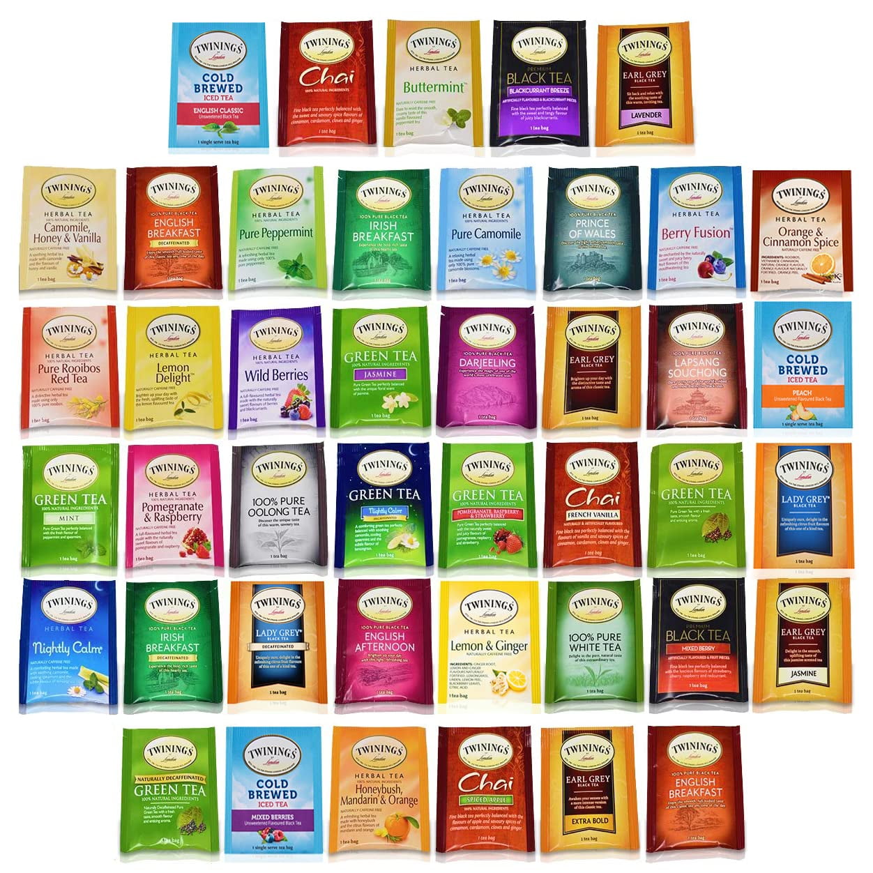 Twinings Tea Bags Sampler, Assorted Variety Pack Gift Box, 48 Flavors ...