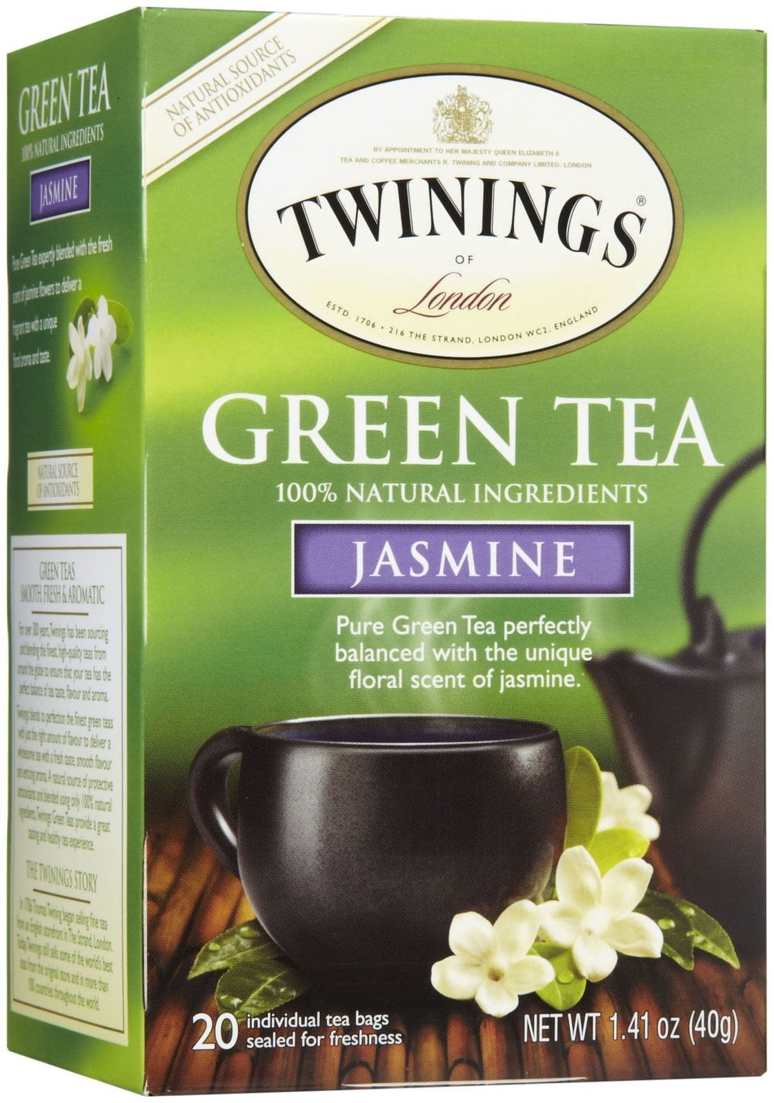 Twinings Jasmine Green Tea Teabags 20 Count Refreshing Green Tea ...