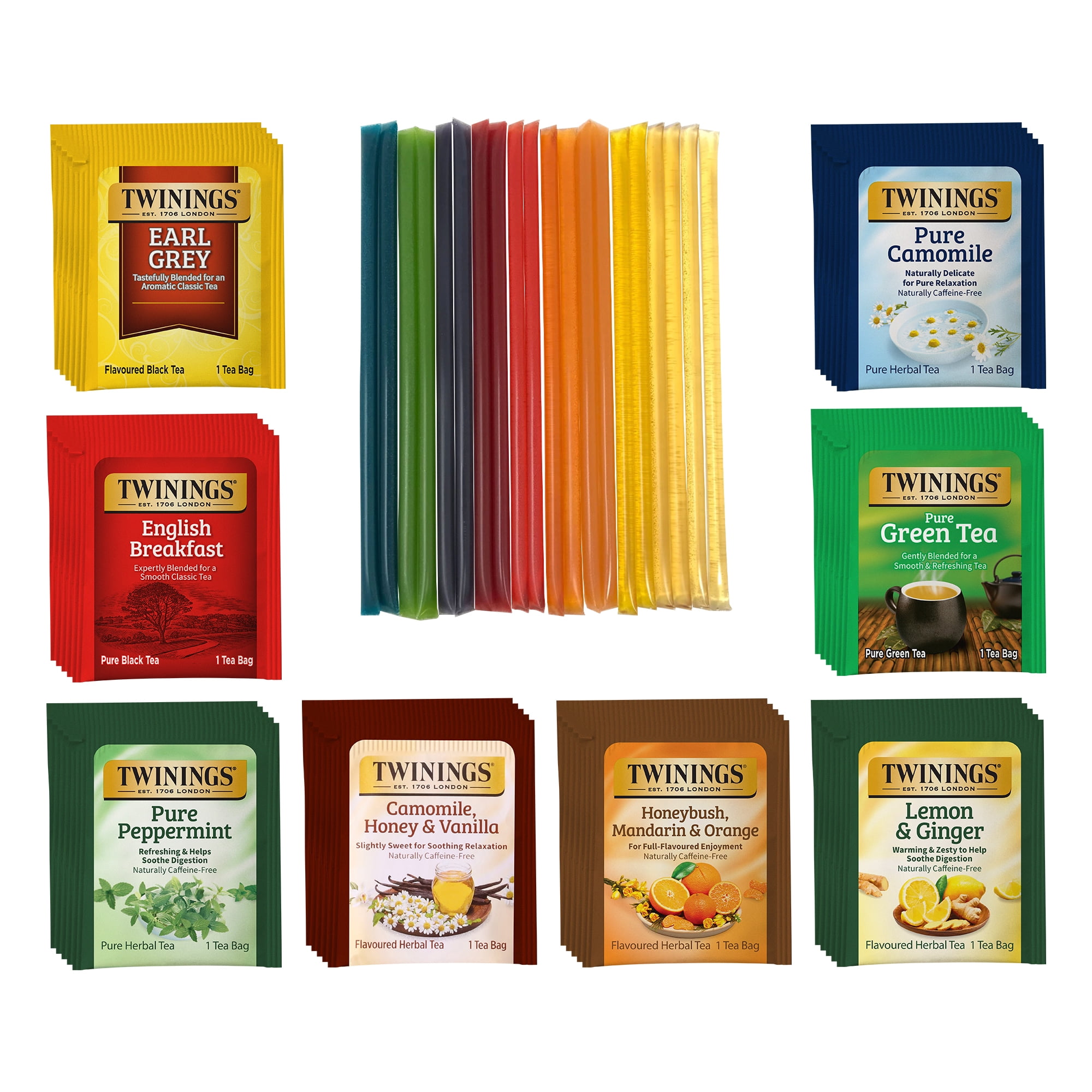Twinings Tea Sampler Set, 48 Assorted Flavors with 20 Honey Sticks ...