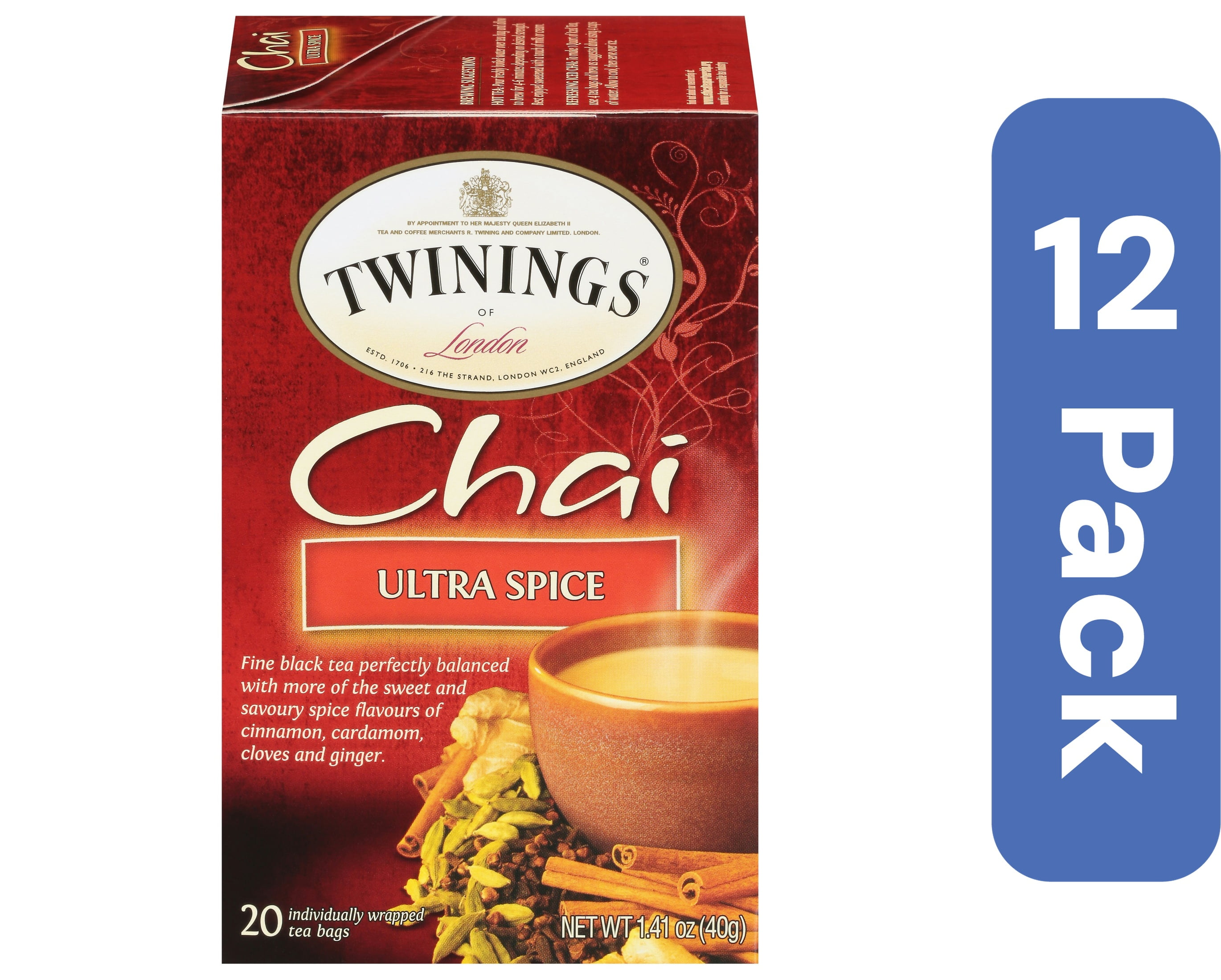 Twinings Ultra Spice Chai Tea 20 Bags (Pack Of 12) - Walmart.com