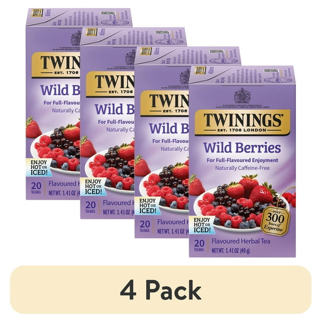 (4 pack) Twinings Wild Berries Herbal Tea Bags, Caffeine Free, 20 Count ...