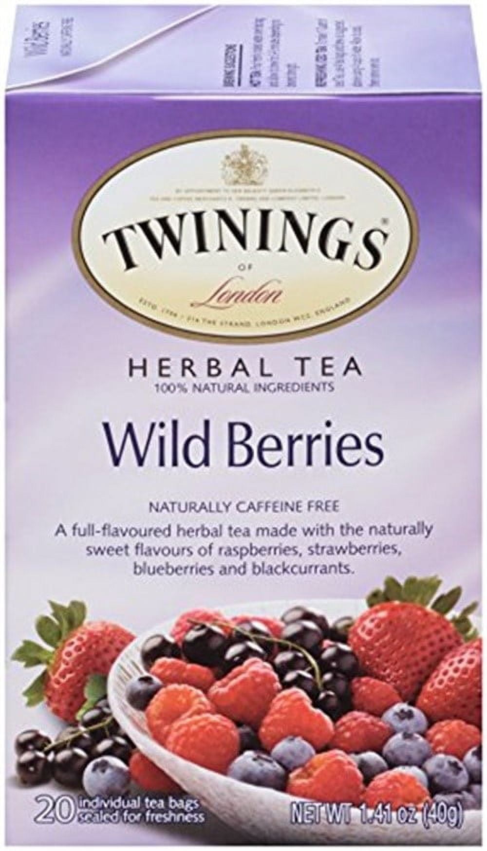 Twinings Wild Berries Herbal Tea, 20 Tea Bags, Raspberry, Blueberry ...