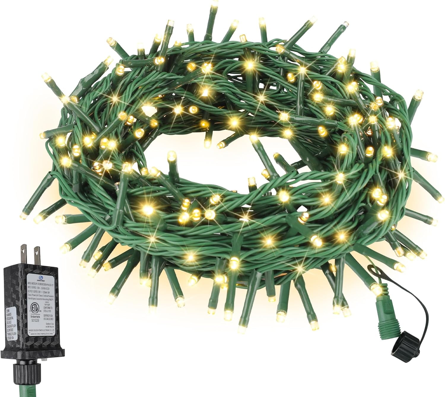 Twinkle Christmas Lights 33ft 100 8 Modes with Timer, Connectable Xmas ...