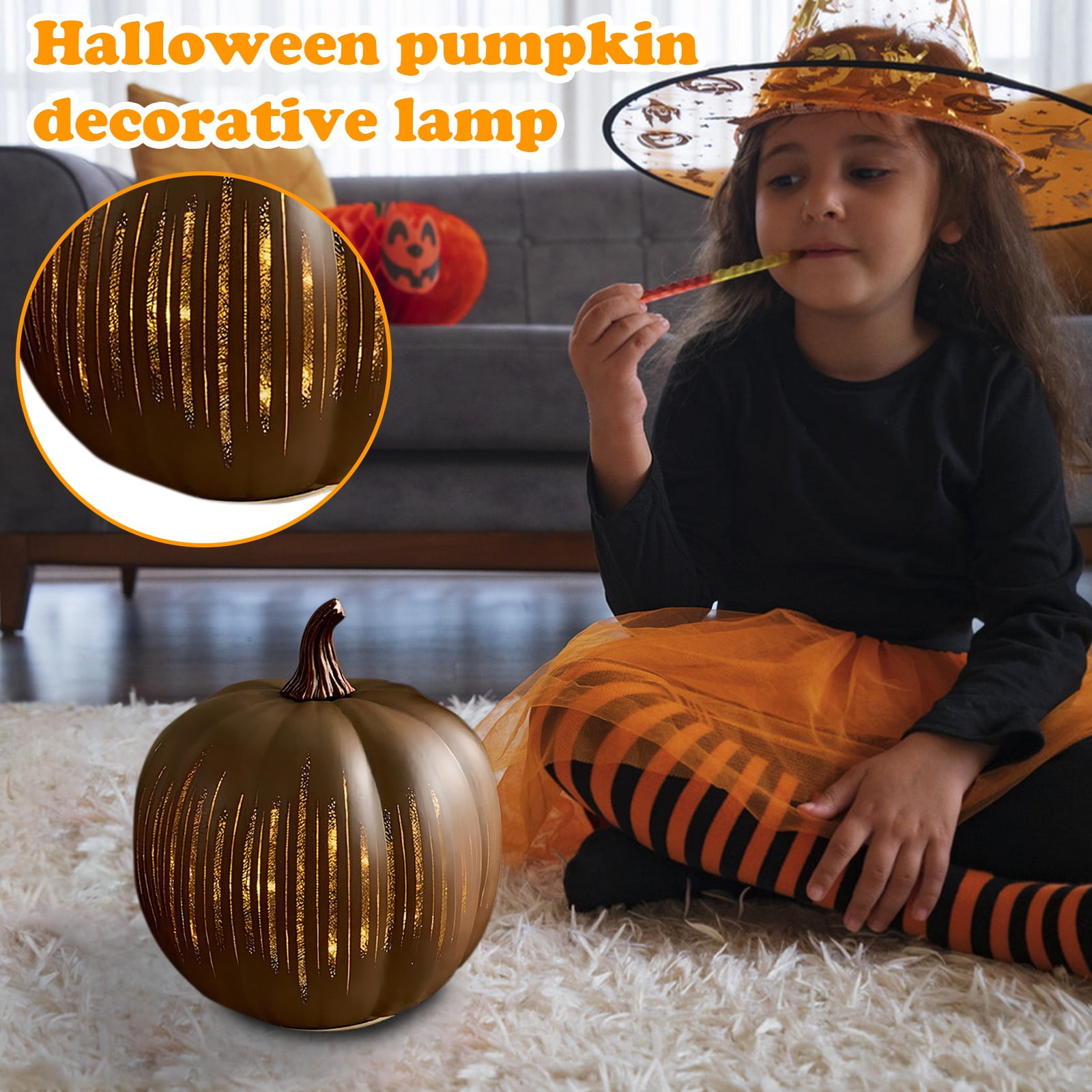 Twinkle LED Light Pumpkins, Timer Lighted Sparkling Starry Night ...