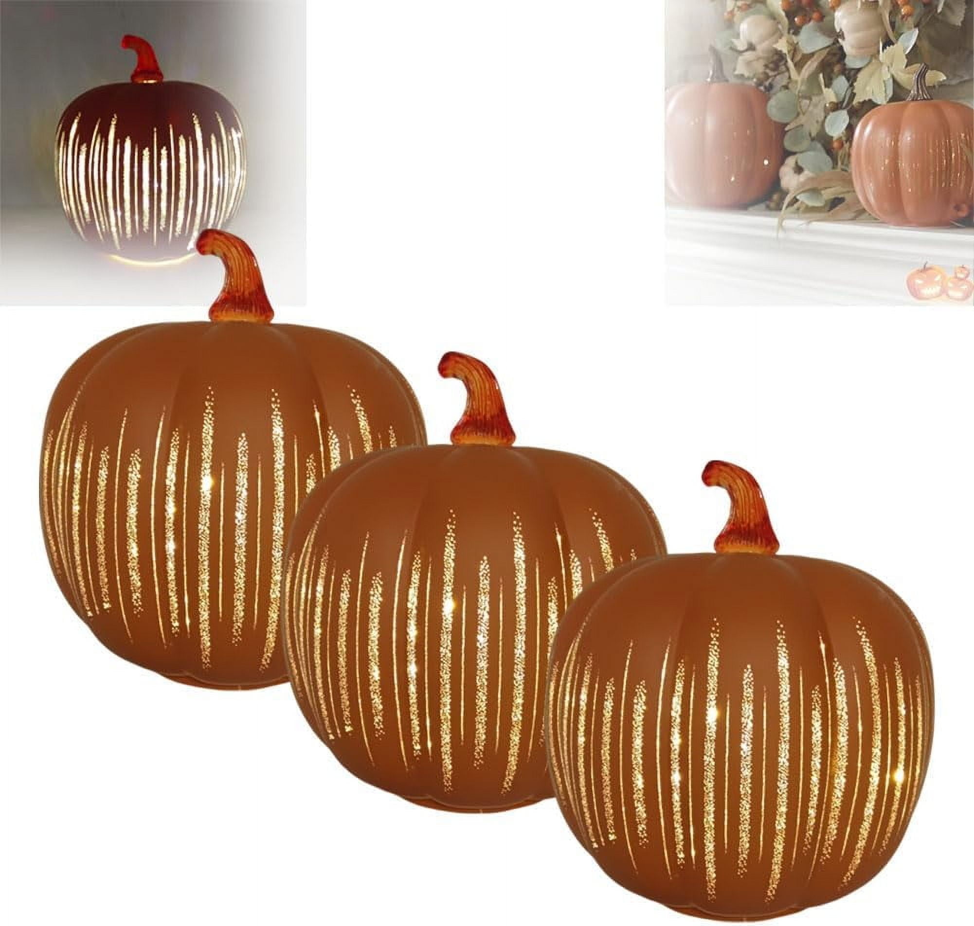 Twinkle LED Pumpkins Light – Starry Night Pumpkins, Illuminated Glass ...
