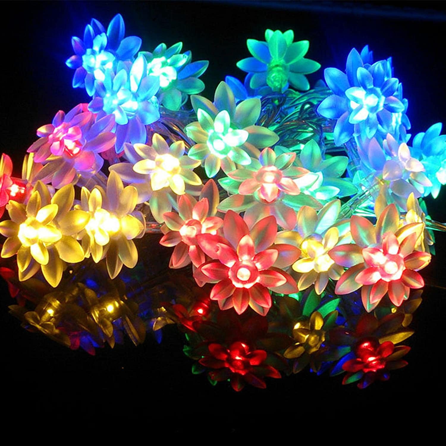 Twinkle LED String Lights Outdoor, 20/40 LED Lotus Flower Fairy Lights ...