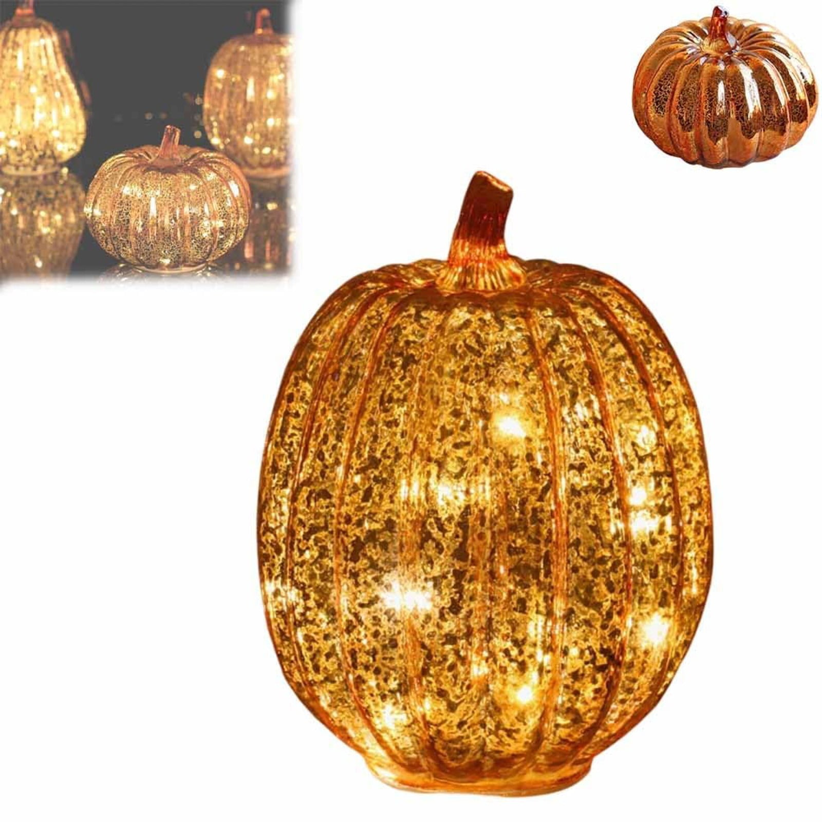 Twinkle Light Pumpkins, Timer Lighted Up Sparkling Starry Night Glass ...