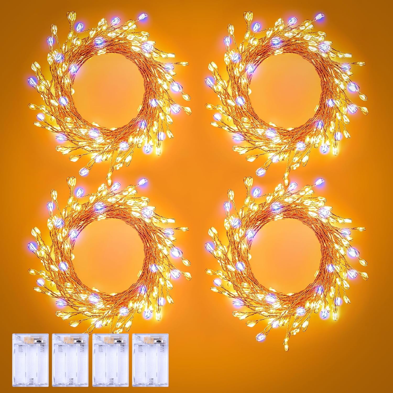 Twinkle Lights Battery Operated with Timer, 4Pack Total 480LED 40FT ...