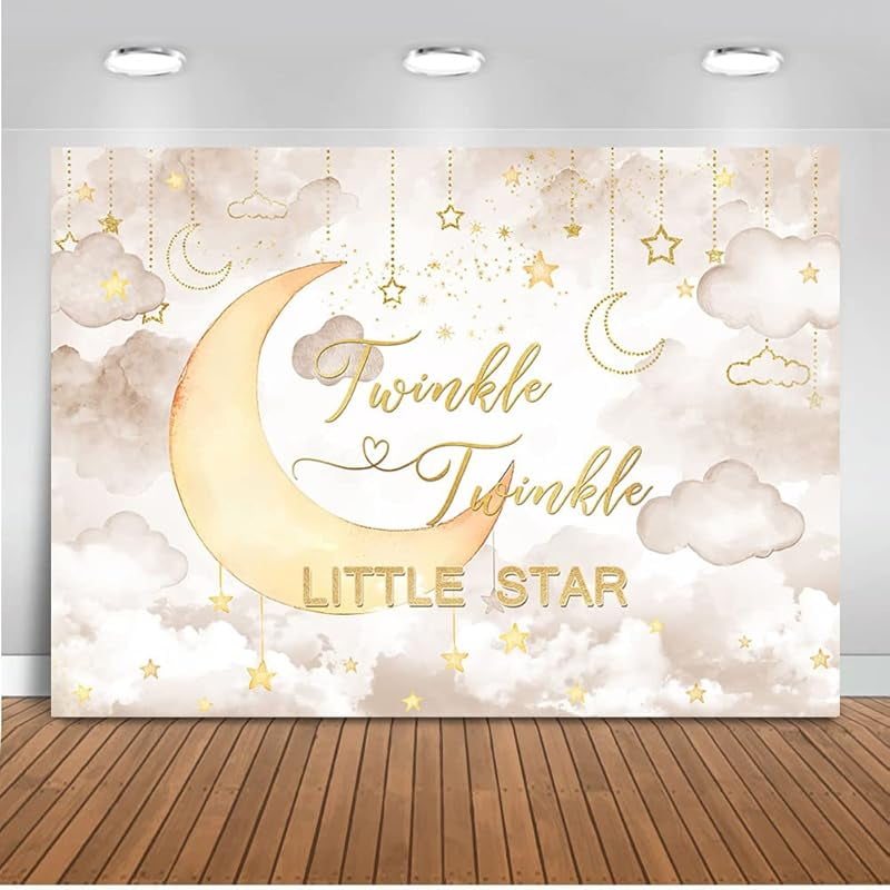 Twinkle Twinkle Little Star Baby Shower Backdrop Pink Cloud Moon Baby ...